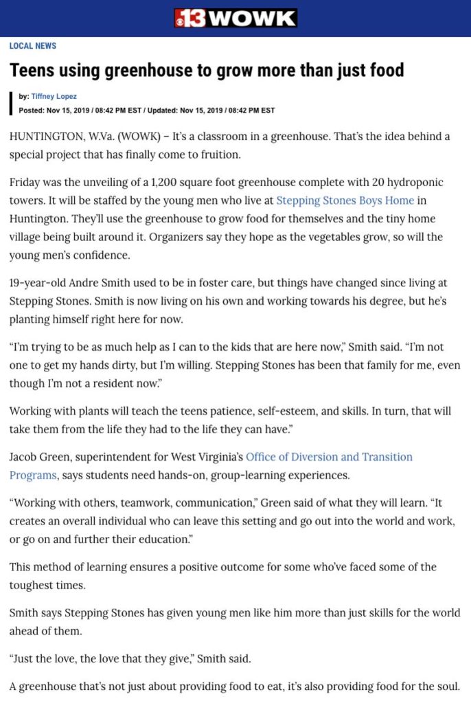 WOWK CBS-TV West Virginia - Teens using greenhouse to grow more than ...